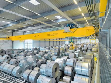 The application of bridge crane steel coils in warehousing centers